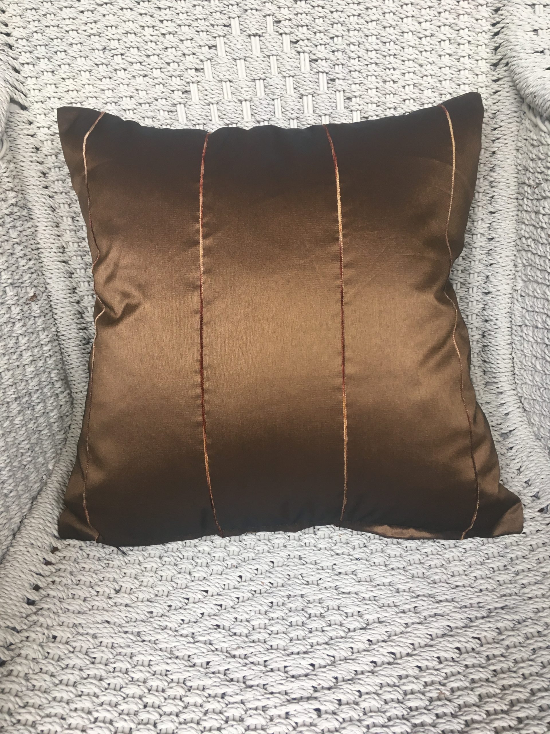 Bronze with Narrow Velour Stripe Scatter Cushion Cover - Jacaranda ...